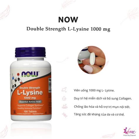 Viên Uống Now Double Strength L Lysine 1000mg Essential Amino Acid 100