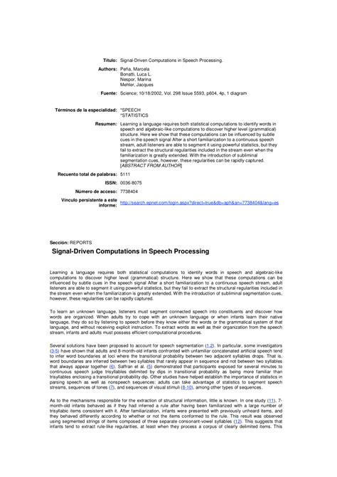 Pdf Signal Driven Computations In Speech Processing