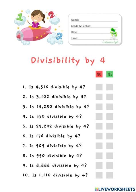 Divisibility By Hunterswoodsph Math Worksheet Word Problem