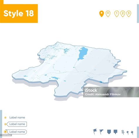 Khovsgol Mongolie Carte 3d Sur Fond Blanc Avec Eau Et Routes Carte