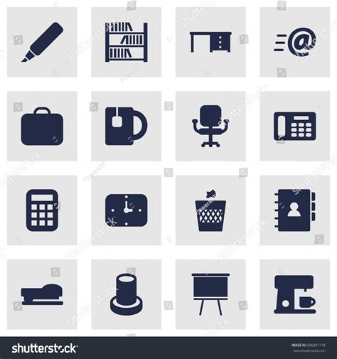 Set 16 Workspace Icons Setcollection Calculate เวกเตอร์สต็อก ปลอดค่าลิขสิทธิ์ 696801118
