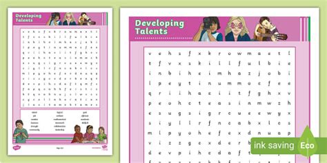 Developing Talents Wordsearch Linsegnante Ha Fatto