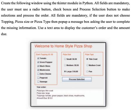 Solved Create The Following Window Using The Thinter Module