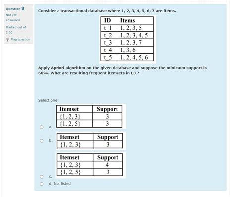 Solved Question 8 Consider A Transactional Database Where 1