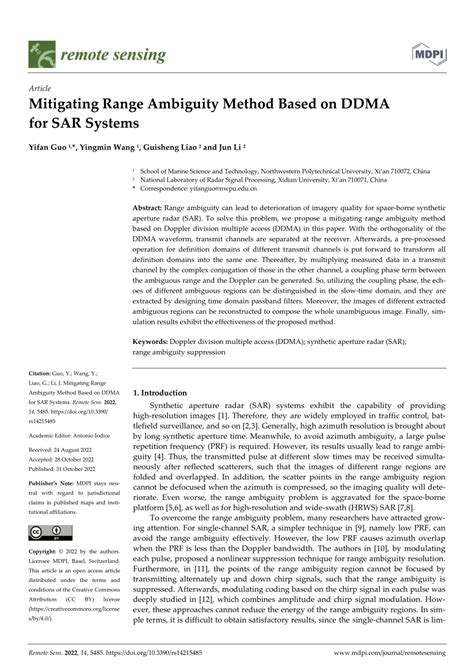 Pdf Mitigating Range Ambiguity Method Based On Ddma For Sar Systems
