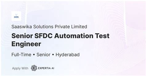 Senior Sfdc Automation Test Engineer Job Hyderabad Senior