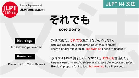 Jlpt N4 Grammar それでも Sore Demo Meaning