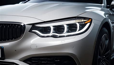 Luxury Car Headlight Close Up At Night In High Resolution Stock