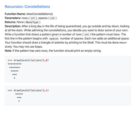 Solved Using Python Recursion Constellations Function Chegg Com
