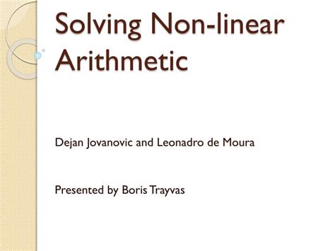 Ppt Solving Non Linear Arithmetic Powerpoint Presentation Free