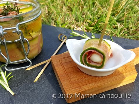 Roulés de courgette mozzarella marinée Maman Tambouille