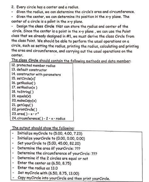 Solved I Need Help With The Point Class And The Circle Chegg