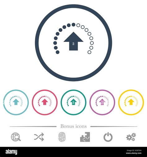 Upload In Progress Flat Color Icons In Round Outlines 6 Bonus Icons Included Stock Vector Image