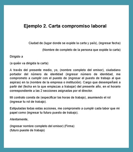 Ejemplo De Carta Compromiso Ejemplo De Una Carta Compromiso Laboral