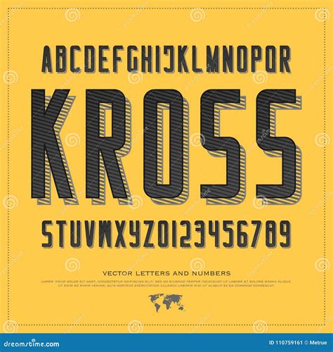 Retro Style Alphabet Letters And Numbers Vector Accented Font Type Stock Vector Illustration
