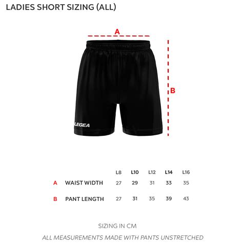 Ladies Shorts Sizing Chart Hallmark Sports
