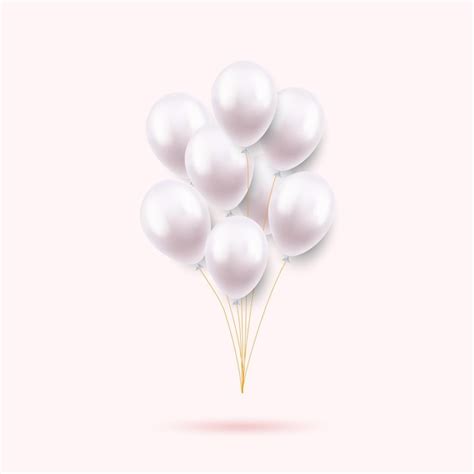 Globos De Feliz Cumpleaños Blancos Realistas En 3d Que Vuelan Para