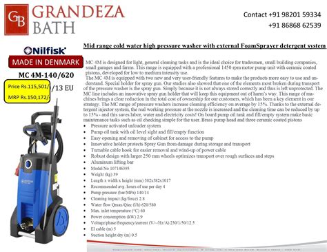 140 Bar Cleaning Nilfisk MC 4m 140 620 High Pressure Water Jetting