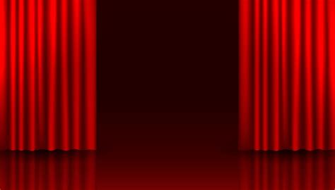 빨간 커튼이 열린 완벽한 극장 무대 배너 무료 벡터