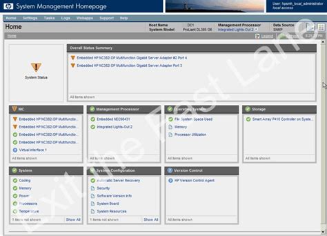 Hp System Management Homepage Shows No Items Exit The Fast Lane