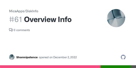 Overview Info · Issue 61 · Micaappsdiskinfo · Github