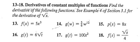 Solved 13 18 Derivatives Of Constant Multiples Of Functions