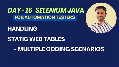 Day 16 Selenium Java Handling Static Web Tables Multiple Coding Scenarios Youtube