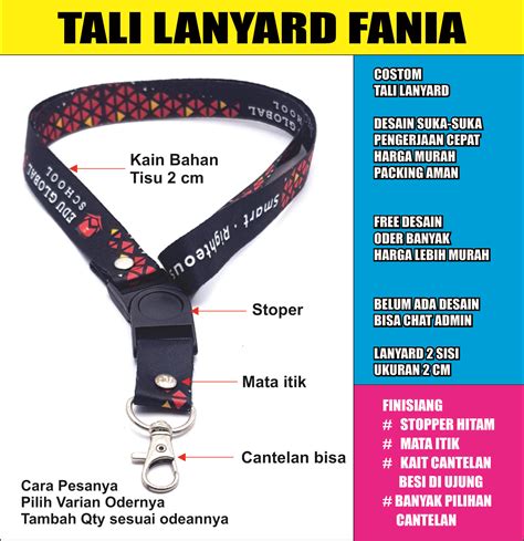 TALI LANYARD PRINTING 2 CM MINIMAL CETAK 10 Pcs CETAK LANYARD PRINTING