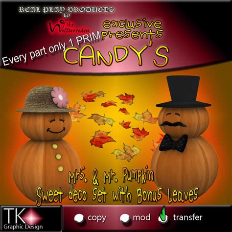 Second Life Marketplace Candys Mrs And Mr Pumpkin Sweet Deco Set