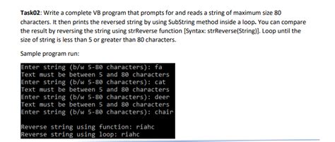 Solved Task02 Write A Complete Vb Program That Prompts For