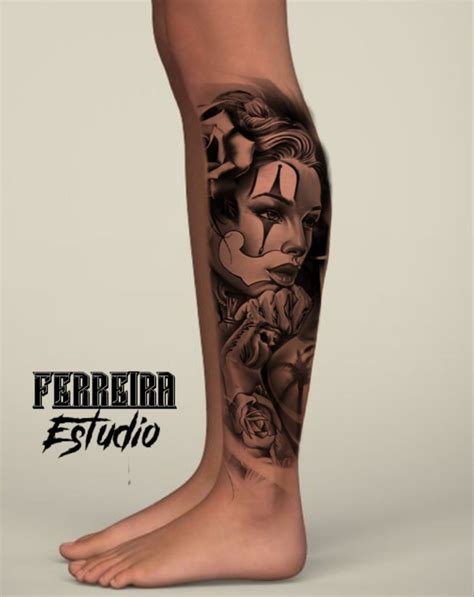 Projeto de tattoo fechamento de perna Tatuagem na perna Tatuagem masculina antebraço Tatuagem