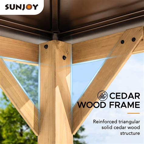 Buy Sunjoy A Chapman X Ft Cedar Framed Gazebo With Steel Tier Hip Roof Hardtop