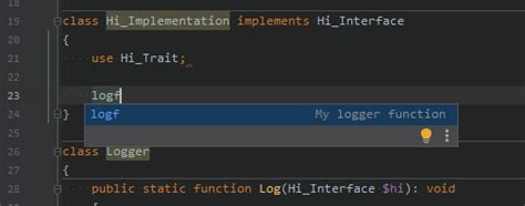 Not Able To Have A Live Template Within A Php Class Context Ides