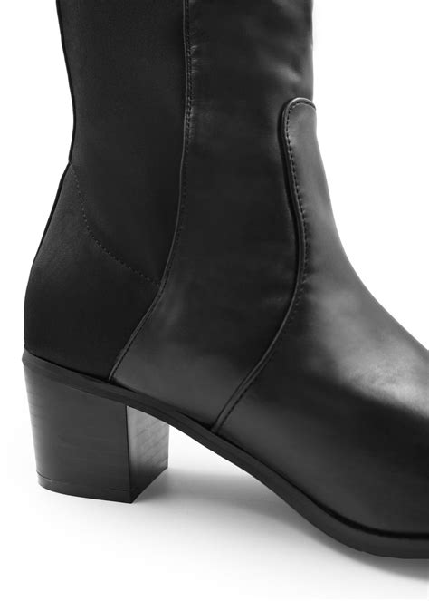 Wheres That From Black Pu Britta Thigh High Heeled Boots Matalan