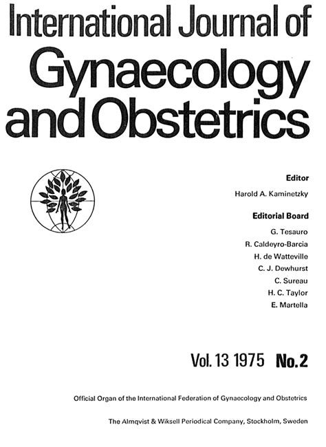 International Journal Of Gynecology And Obstetrics Vol 13 No 2
