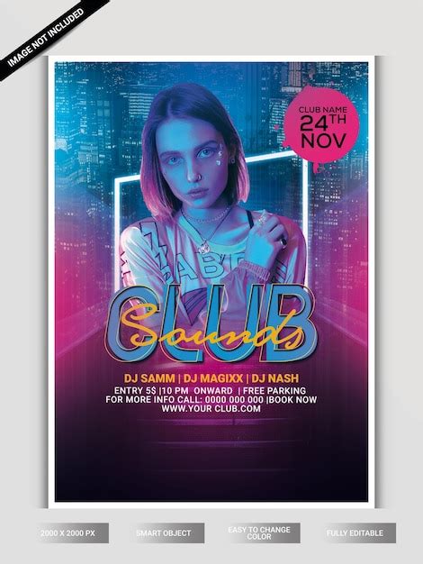 Premium Psd Club Sounds Party Flyer Template