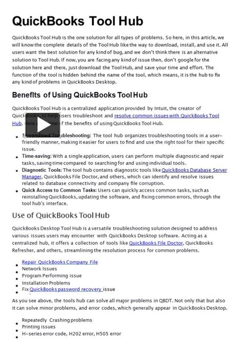 Ppt Quickbooks Tool Hub Error Resolution Powerpoint Presentation