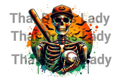 Halloween Skeleton Softball Clipart Png Graphic By That Dress Lady
