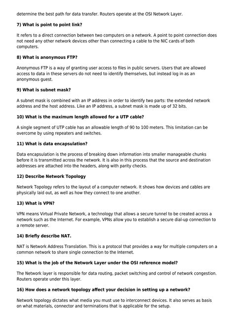 SOLUTION: Top 100 networking interview questions answers - Studypool