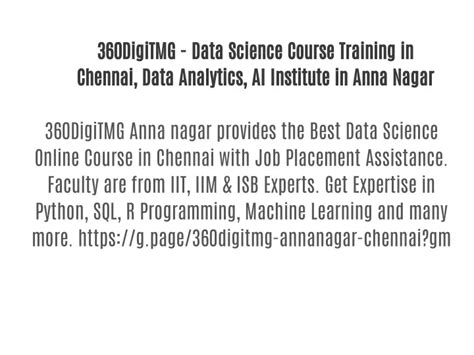 PPT 360DigiTMG Data Science Course Training In Chennai Data