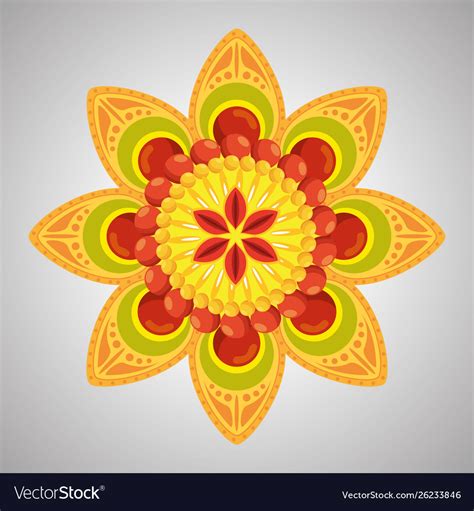 Hindu Flower With Petals Decoration Tradition Vector Image