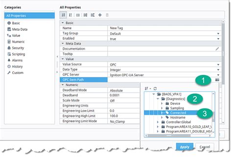 opc device connection status via scripting ignition inductive