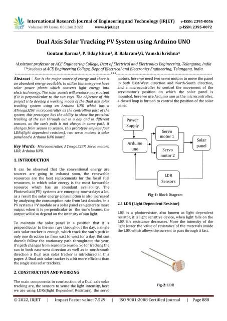Single Axis Smart Solar Tracking System Using Arduino Ppt
