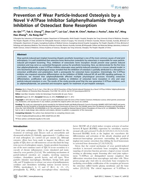 Pdf Prevention Of Wear Particle Induced Osteolysis By A Novel V