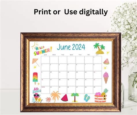 EDITABLE June 2024 Calendar Printable Fillable Monthly Planner June