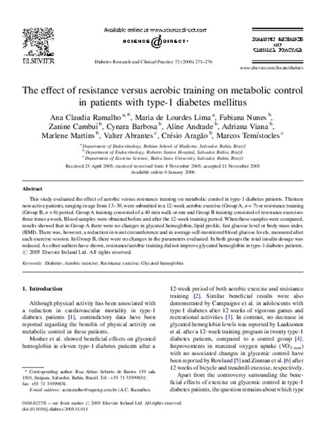 Pdf The Effect Of Resistance Versus Aerobic Training On Metabolic