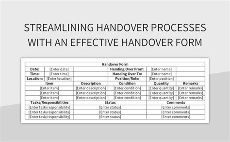 Streamlining Handover Processes With An Effective Handover Form Excel