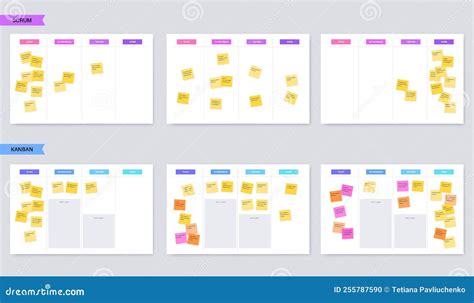 Kanban And Scrum Stock Vector Illustration Of Team 255787590