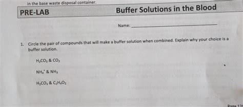 Solved In The Base Waste Disposal Container PRE LAB Buffer Chegg