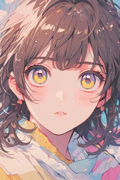 Anime Girl With Big Expressive Eyes And Flowing Hair Premium Ai